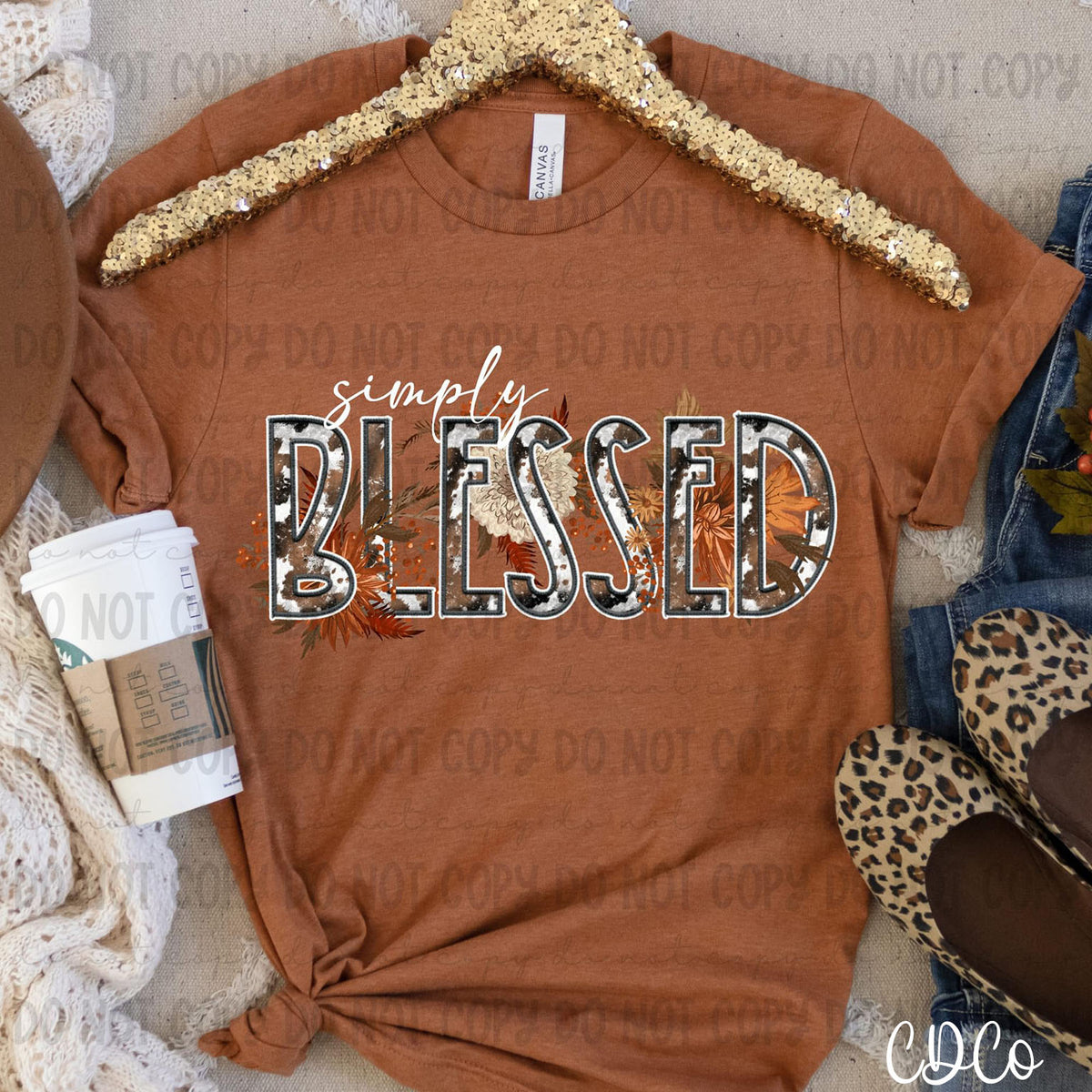 Cowhide Simply Blessed DTF – Chase Design Co.