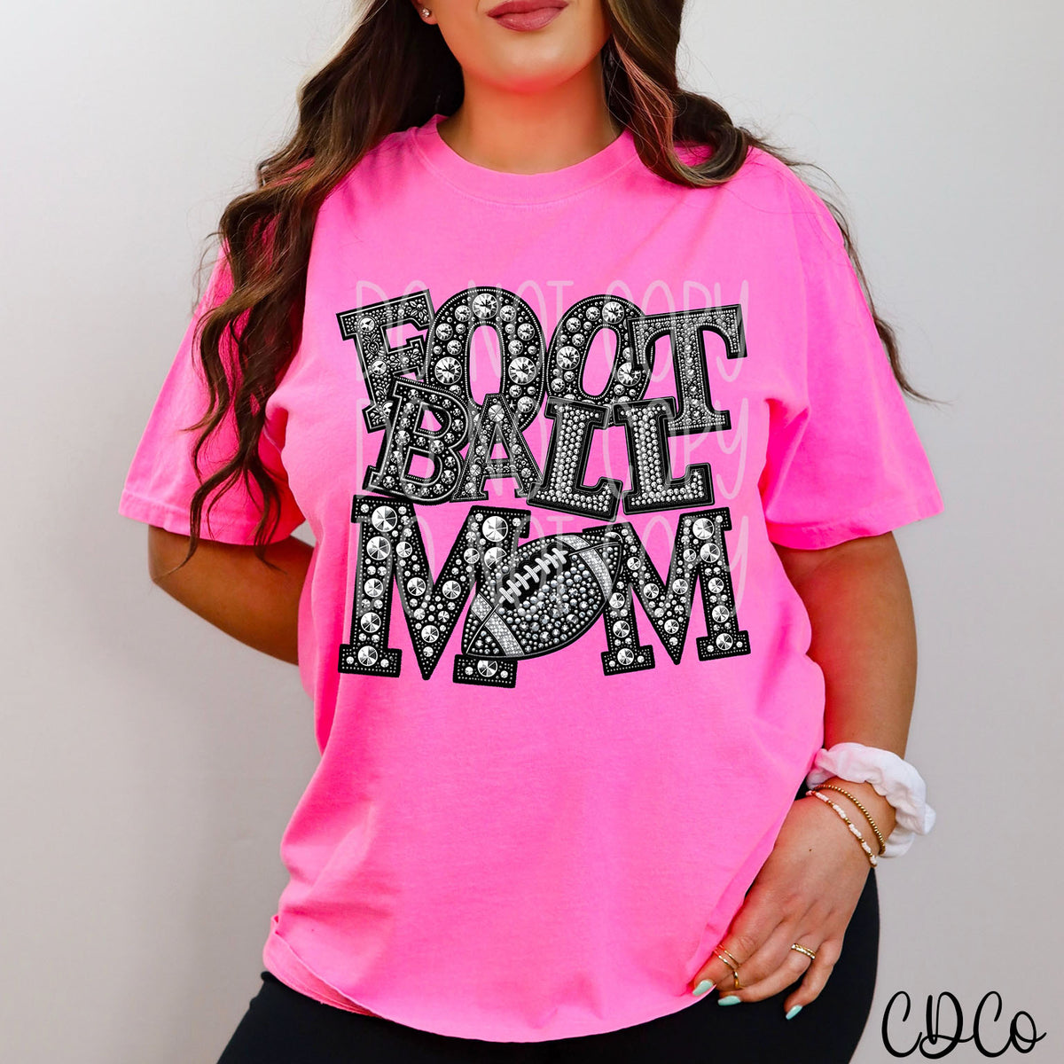 Faux Bling Football Mom DTF – Chase Design Co.