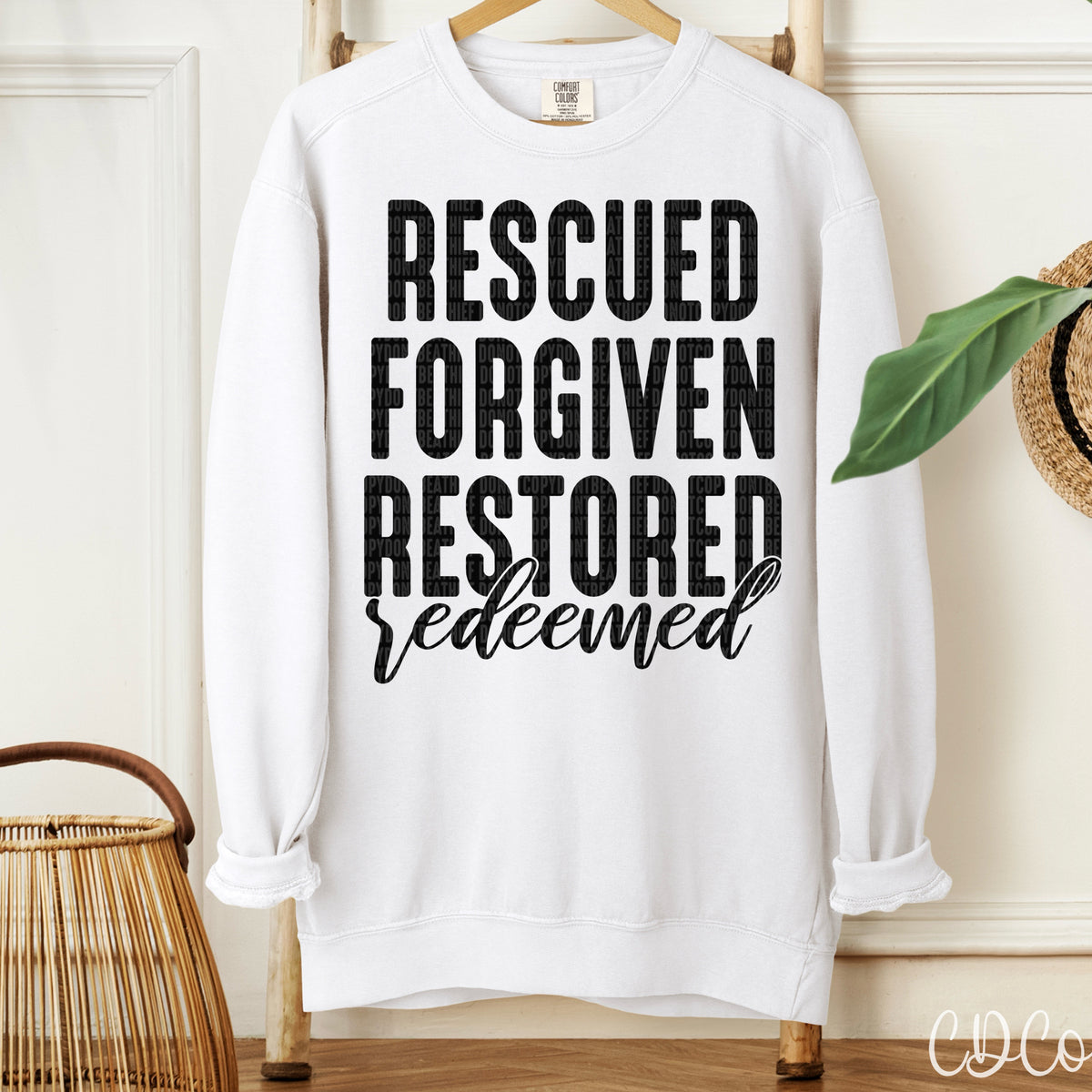 Rescued Forgiven Restored / Black - 8545 DTF – Chase Design Co.