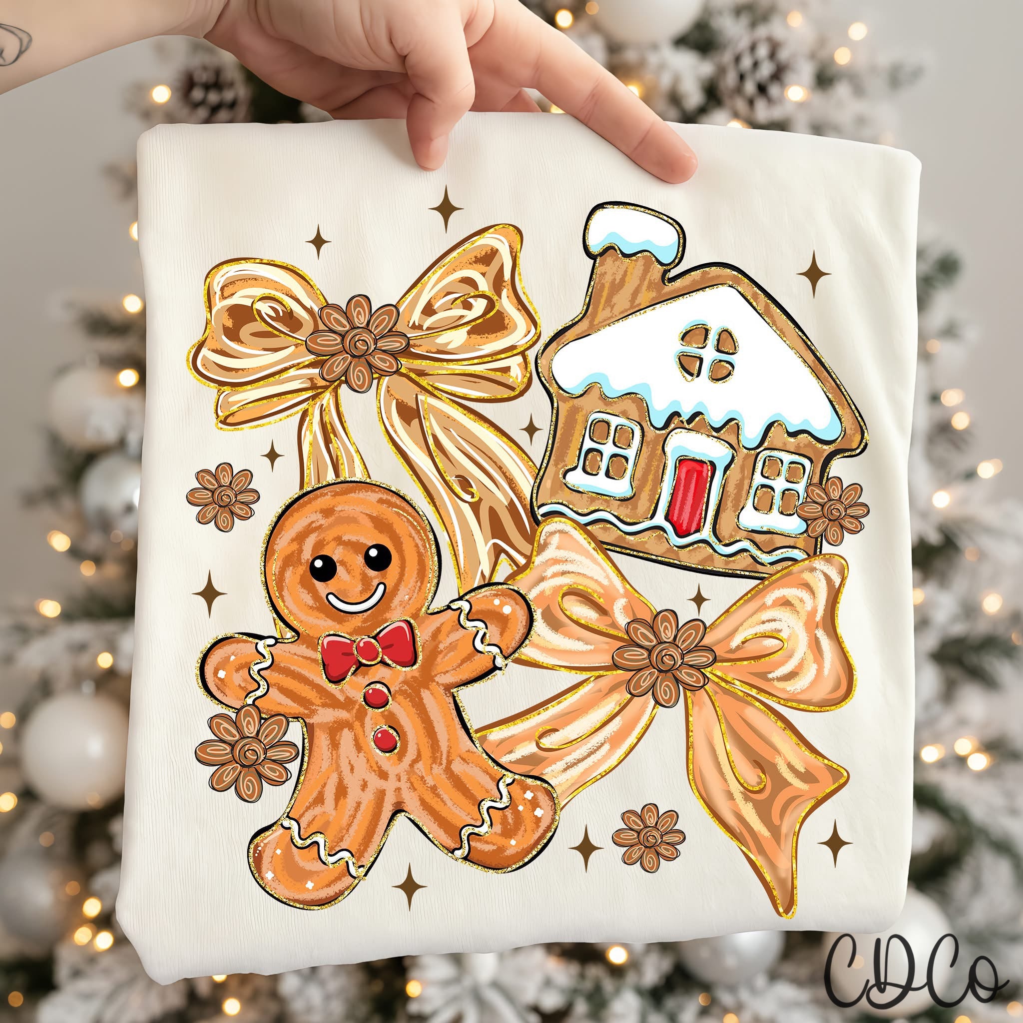 Gingerbread House With Bows - 8674 DTF – Chase Design Co.