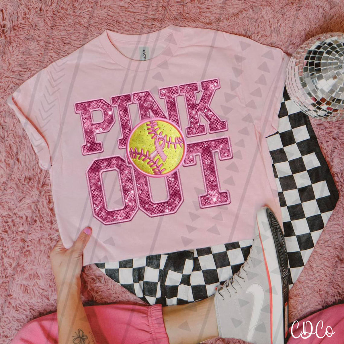 Faux Embroidery Pink Out Softball DTF – Chase Design Co.