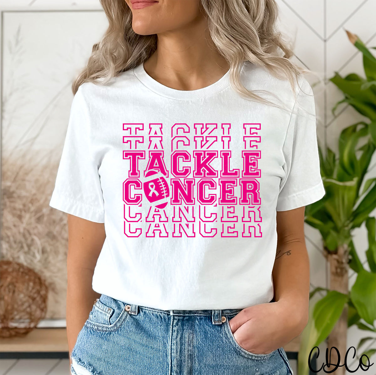 Tackle Cancer Stacked Football DTF – Chase Design Co.